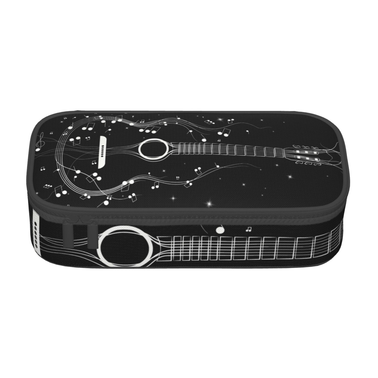 Guitar Music Notes White Black Large Capacity Compartment Stationery ...