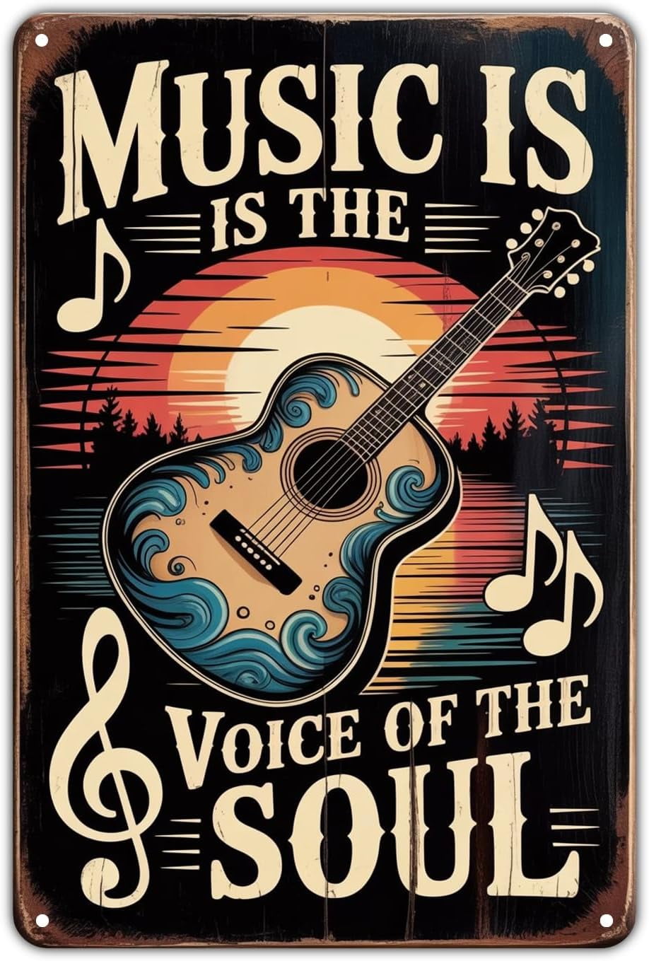 Guitar Music Is The Voice of The Soul tin sign Vintage Guitar Metal ...