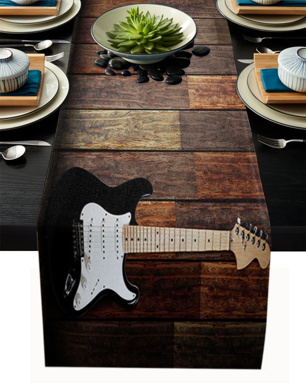 Guitar Musical Instrument Sparks Table Runner Wedding Party r Table ...