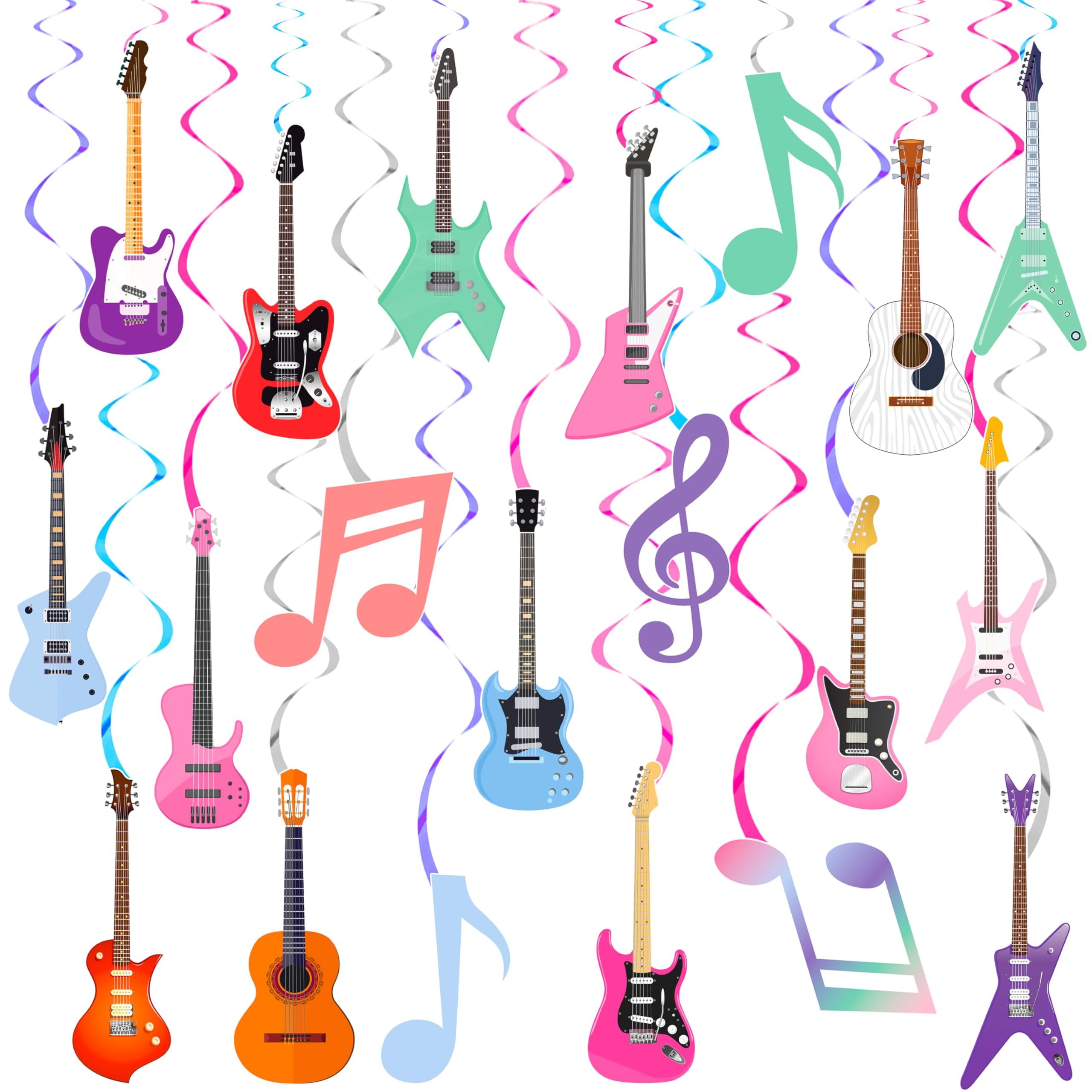 Guitar Party Hanging CORNET Swirls Guitar Birthday Decoration Guitar ...