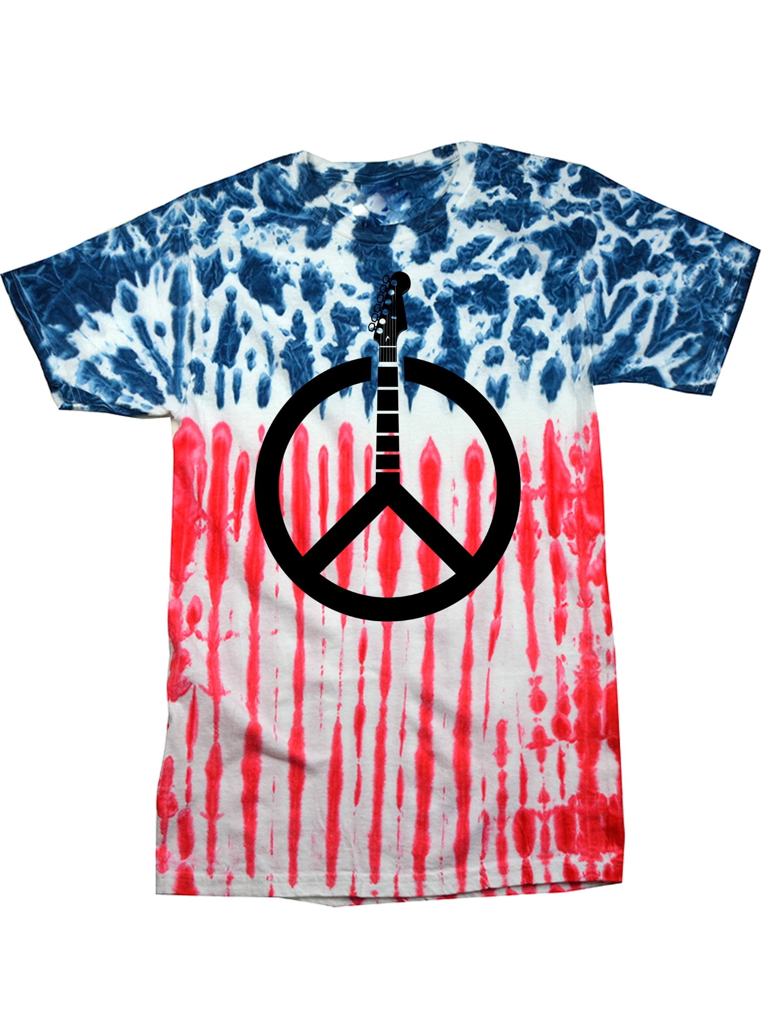 Guitar Peace Sign Tie Dye Tee Shirt - US Flag, 2XL - Walmart.com