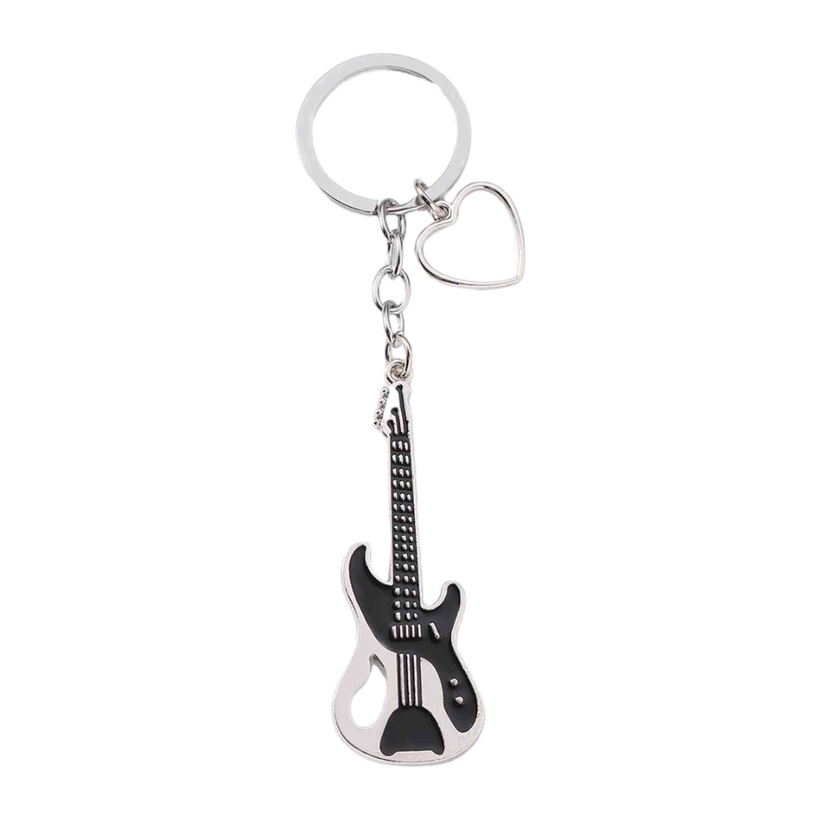 Guitar Pendant Keychain with Shimmering Stones Metal Keyring Sweet Cool ...