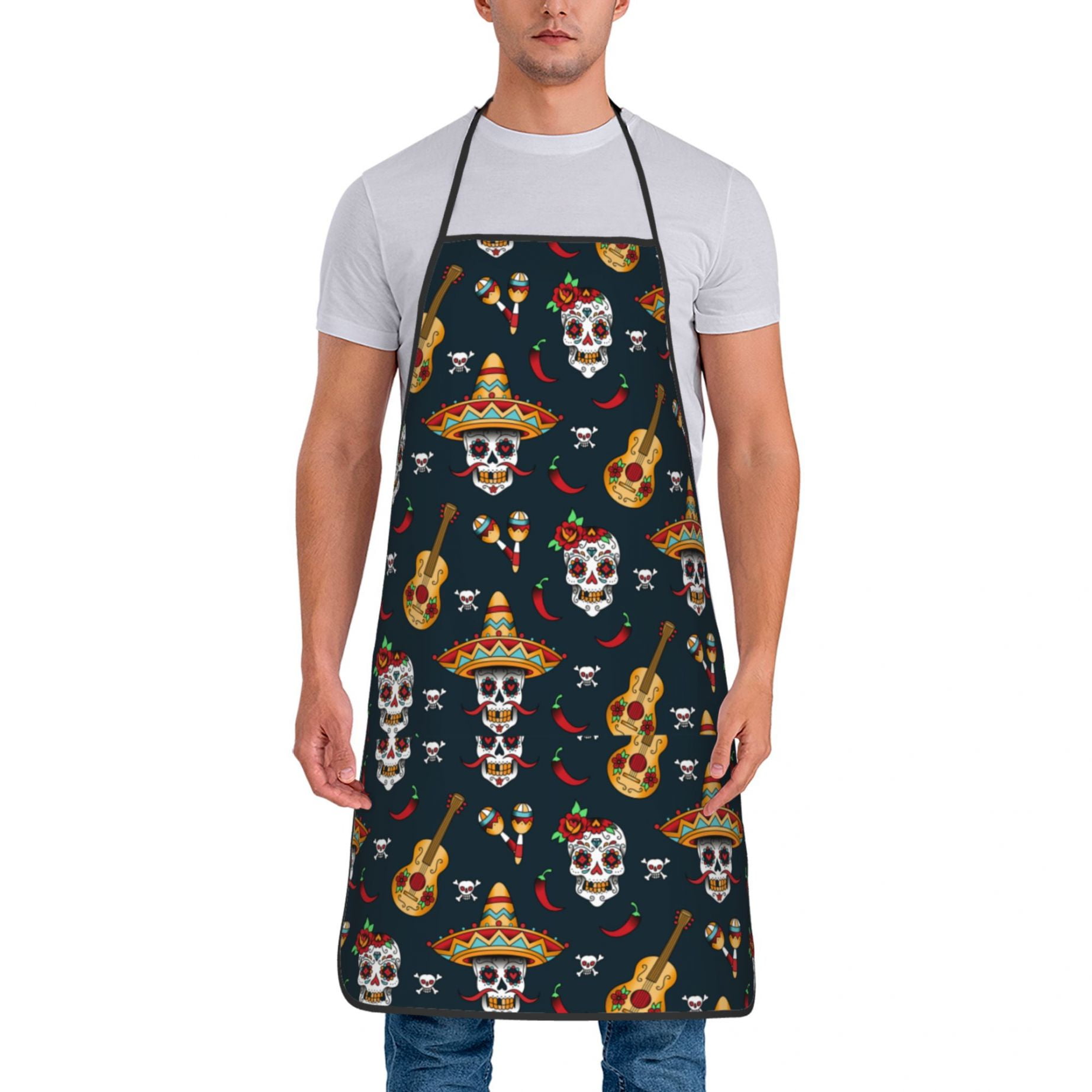 Guitar Pepper Sugar-Skull Aprons for Women Men Waterproof Apron Kitchen ...