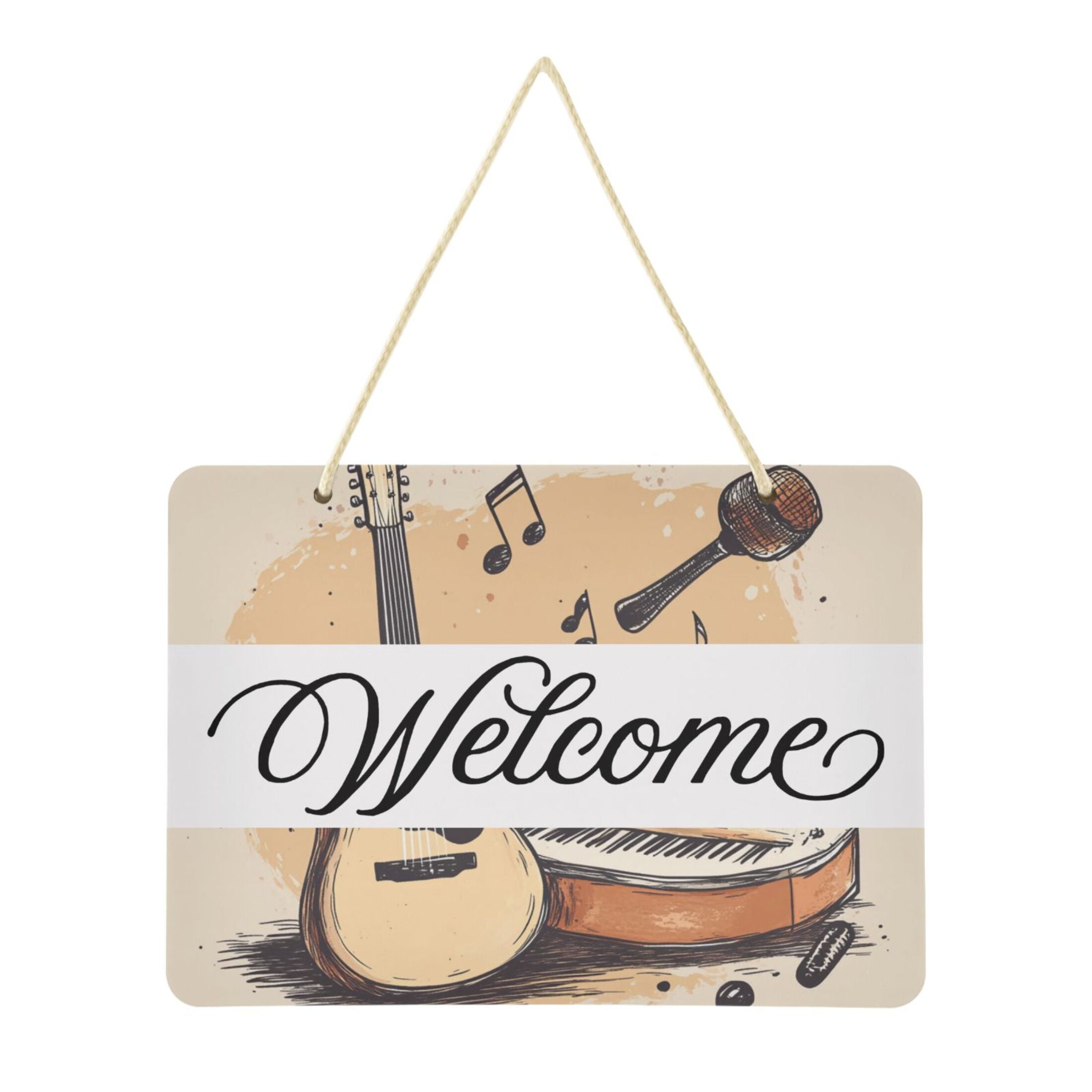 Guitar Piano Marimba Drum Welcome Sign Front Door PVC 14x10 inch Hanger ...