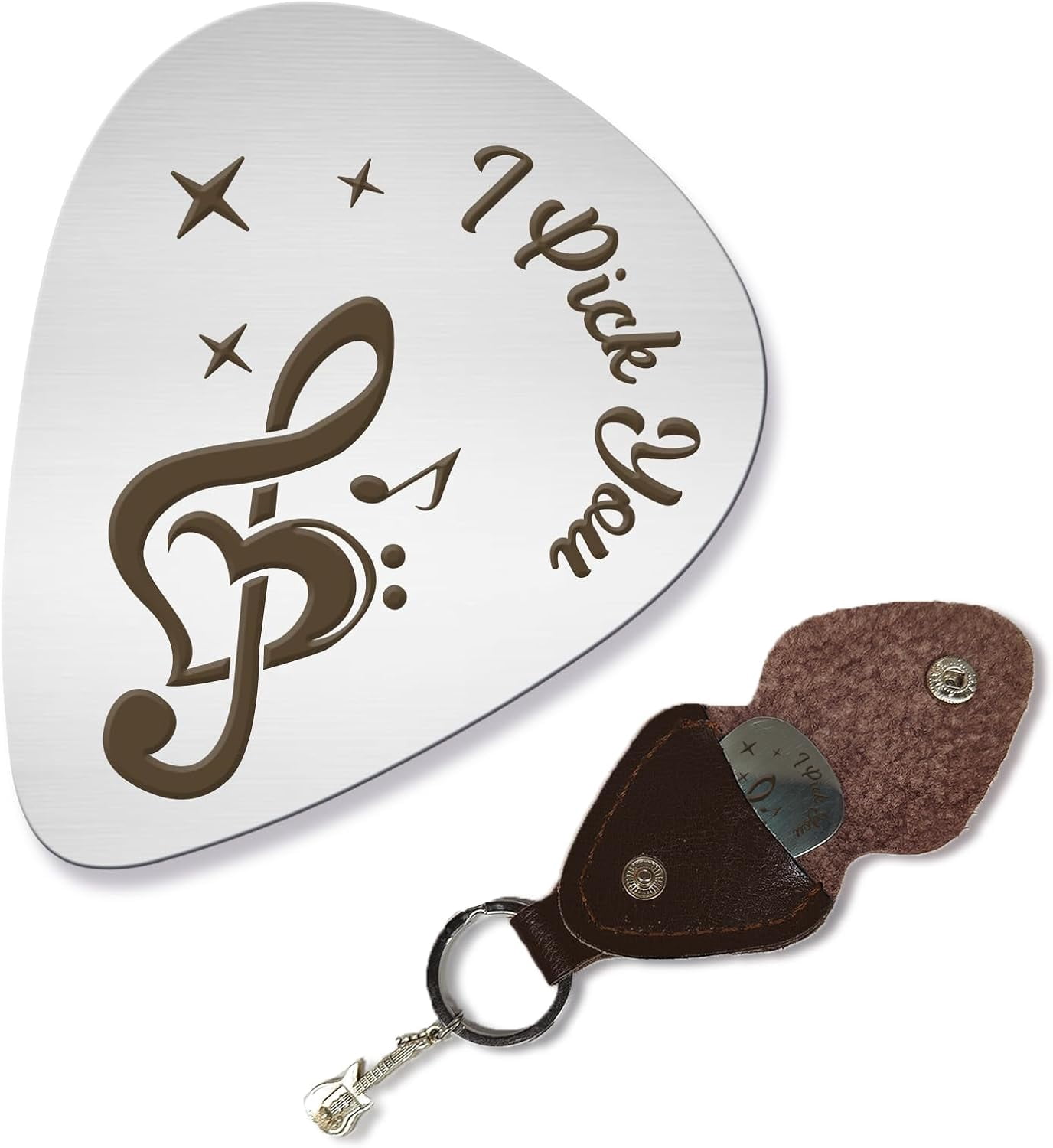 Guitar Picks Stainless Steel Guitar Picks with PU Leather "I Pick Words ...