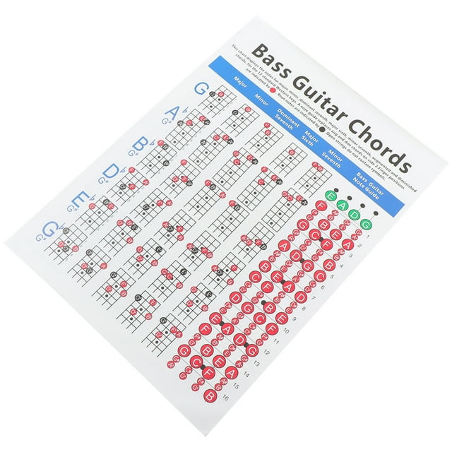 Guitar Practice Aid Electric Bass Chord Diagram Learn Beginner Chords ...