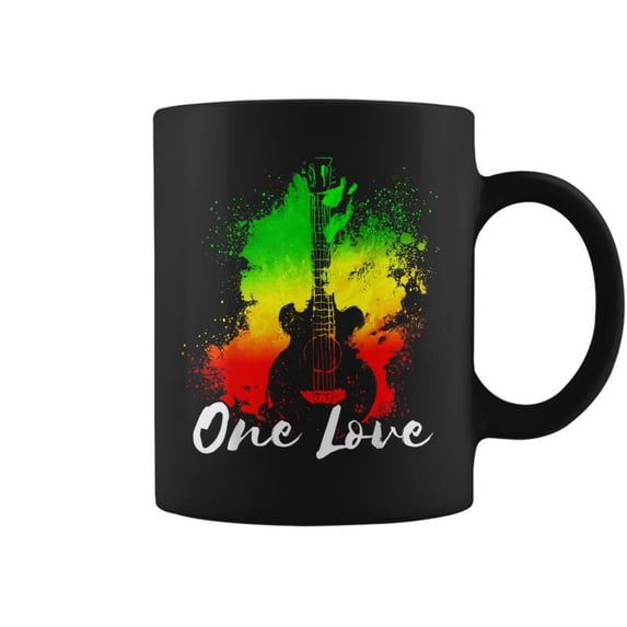 Guitar Reggae Music Rastafarian Jamaica One Pride Love Coffee Mugs ...