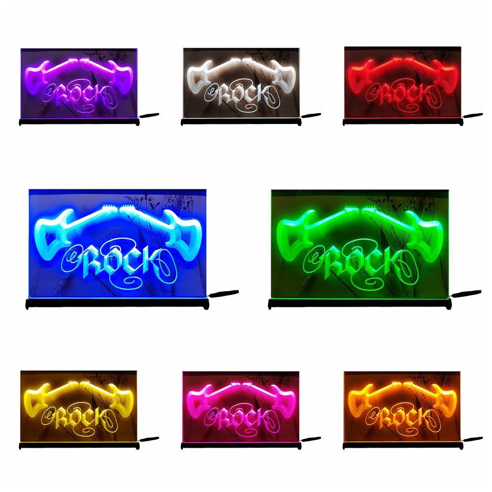 Guitar Rock MUSIC STORE Vintage LED Neon Sign-Posters,3DCarving,Wall ...