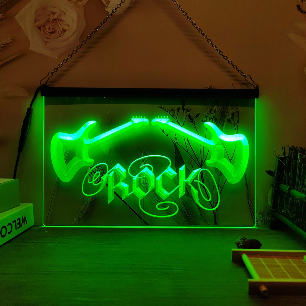 Guitar Rock MUSIC STORE Vintage LED Neon Sign-Posters,3DCarving,Wall ...