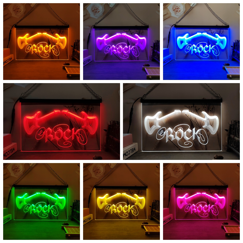 Guitar Rock MUSIC STORE Vintage LED Neon Sign-Posters,3DCarving,Wall ...