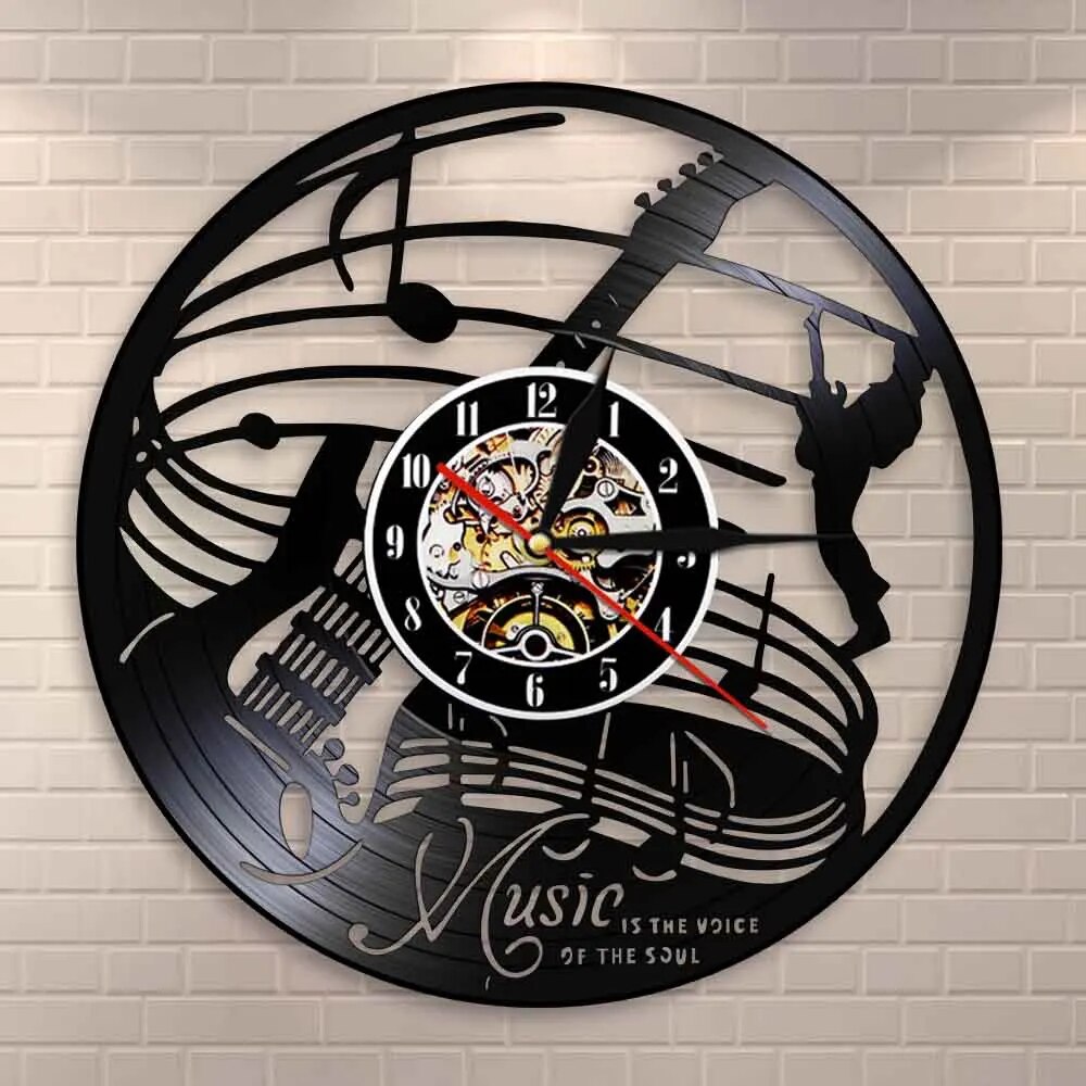Guitar Rock Music Decor Vinyl Wall Clock,Vinyl Record Clock Wall Art ...