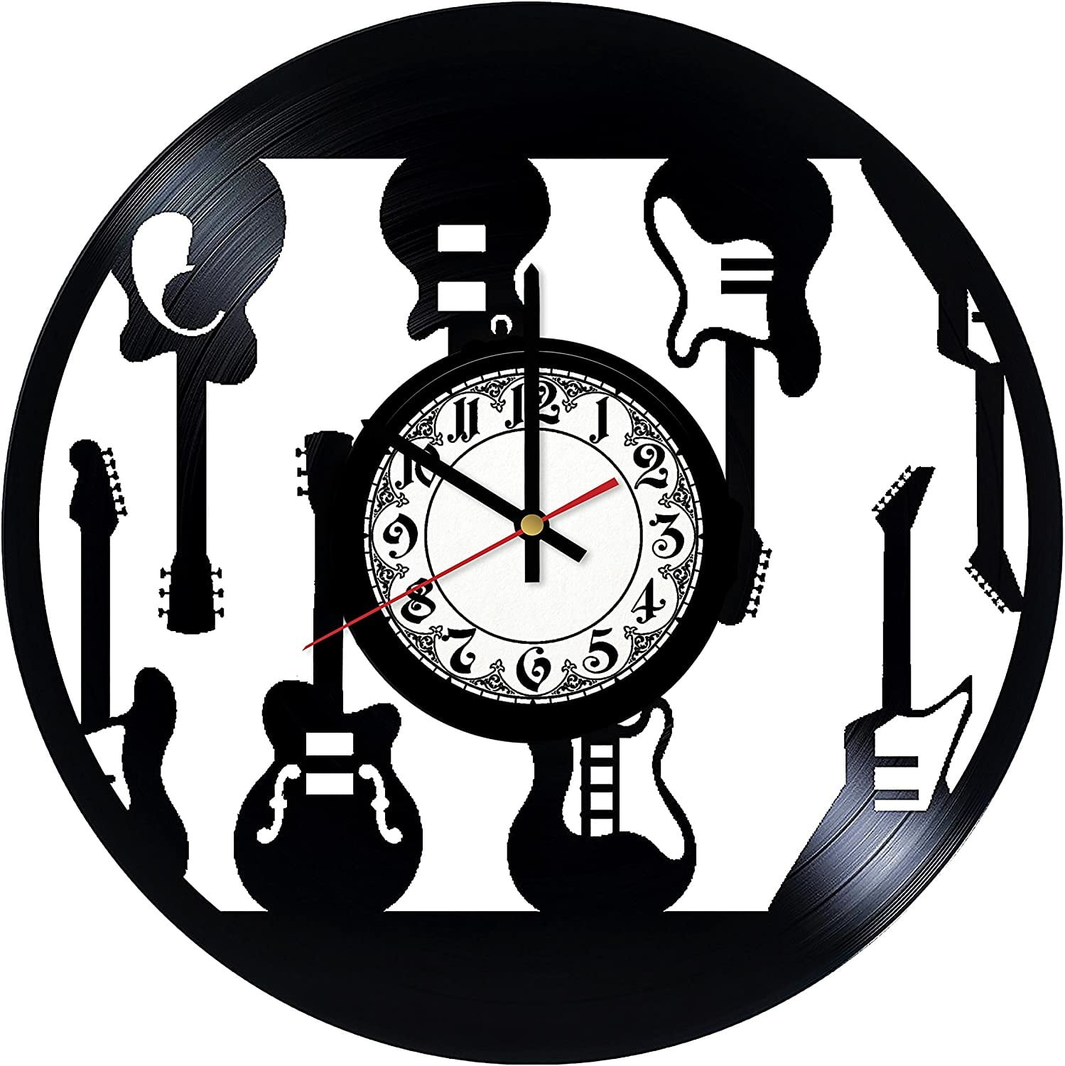 Guitar Rock Music Vintage Black Vinyl Record Wall Clock Wall Art 3D ...
