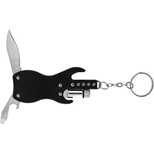 Guitar Rock Star Multi Tool Key Chain. (Black) - Walmart Business Supplies