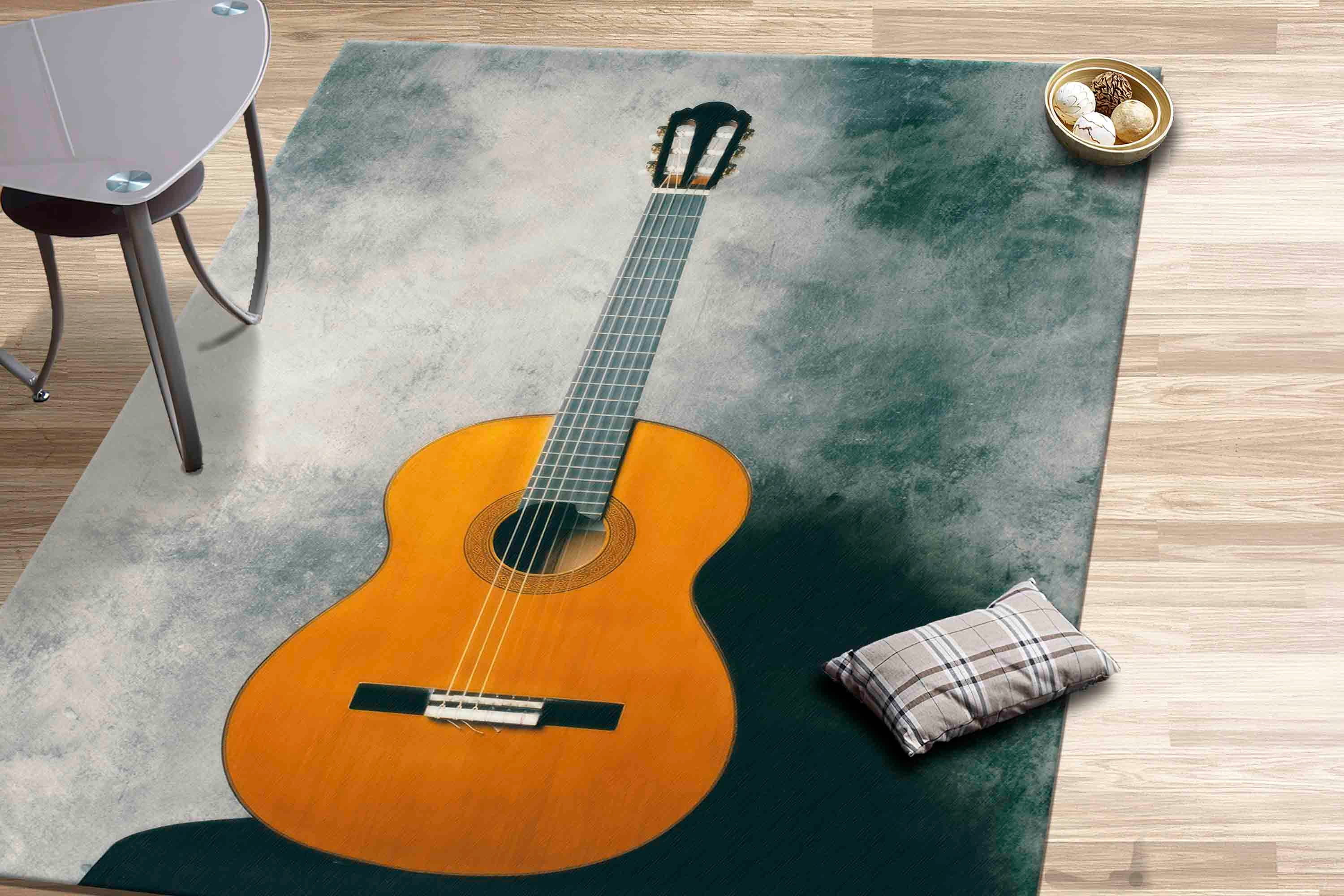 Guitar Rug, Gift for Guitarist Rug, Instrument Rug, Music Rugs, Anti ...