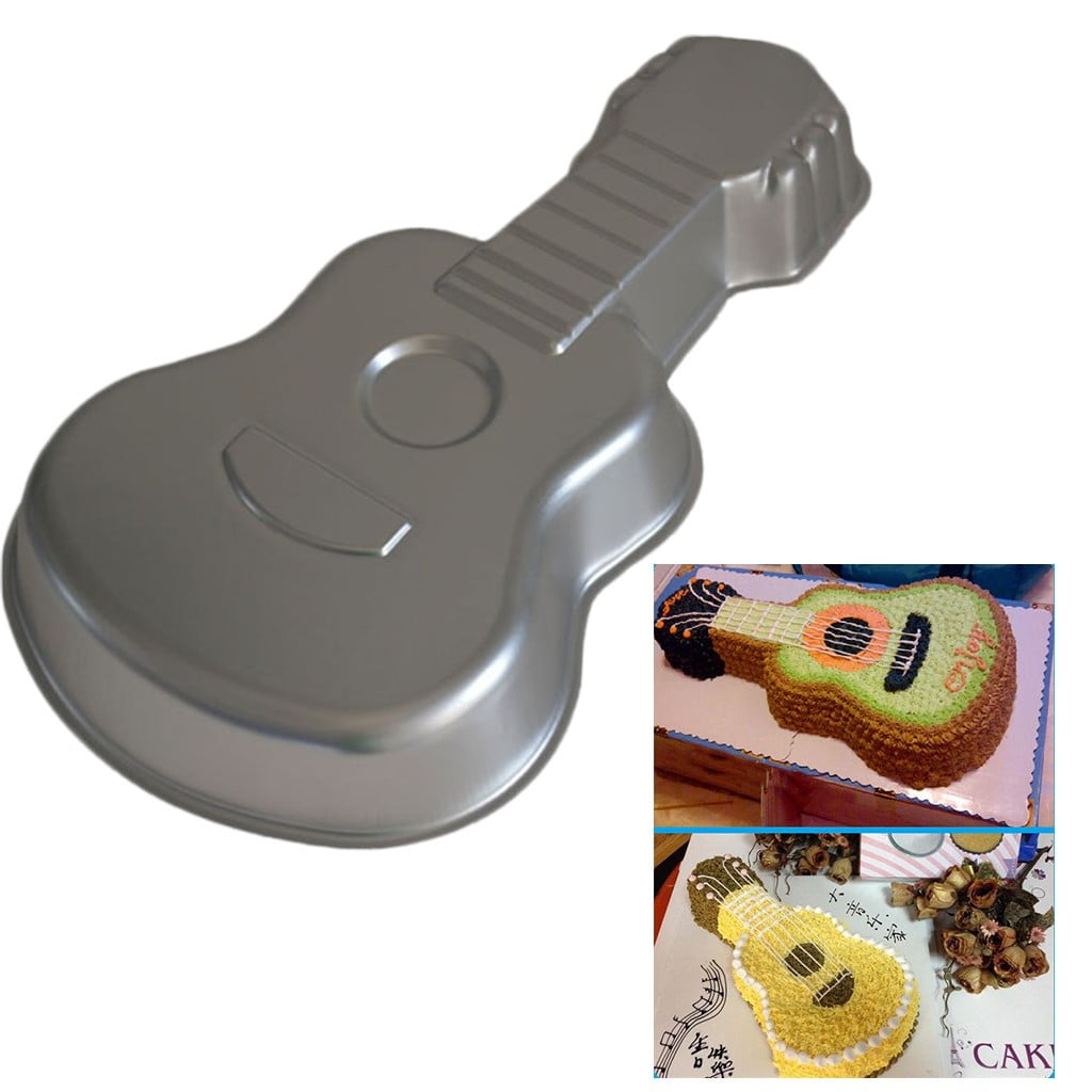 Guitar Shaped Cake Pan, Aluminum Kids 3D Birthday Cake Mold Baking ...