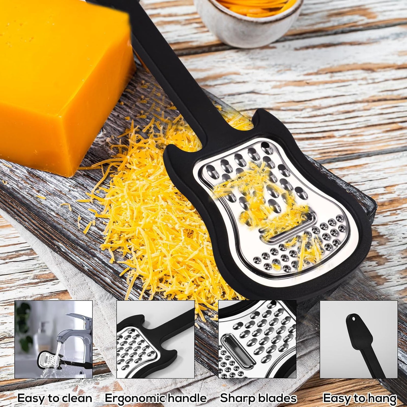 Guitar Shaped Stainless Steel Cheese Grater, Multi-Functional Kitchen ...