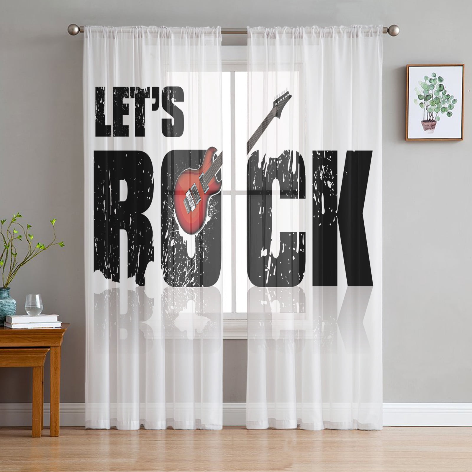 Guitar Sheet Music Music Voile Curtains for Bedroom Home r Living Room ...