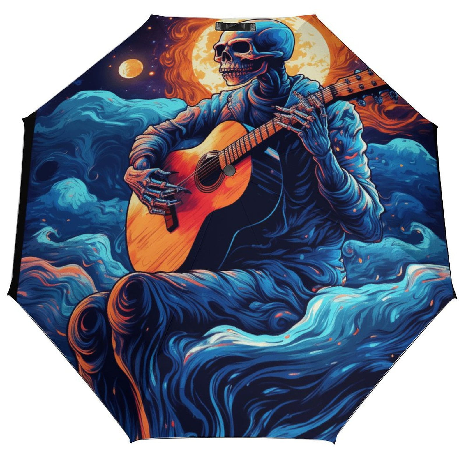 Guitar Skeleton Rock Automatic Sunny Umbrella, Sun Protection Shade ...