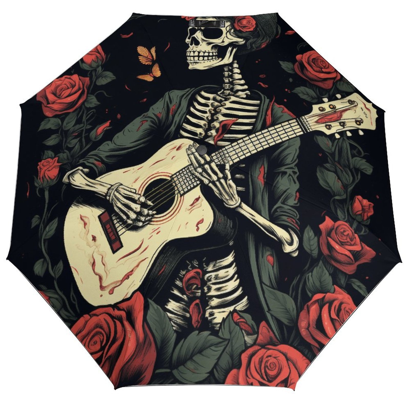 Guitar Skeleton Rock Automatic Sunny Umbrella, Sun Protection Shade ...