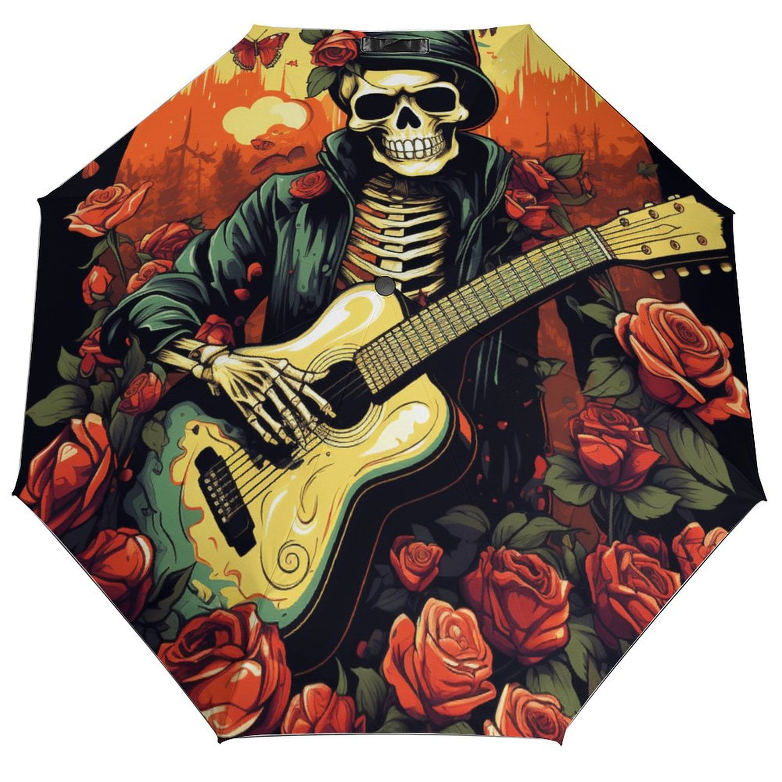 Guitar Skeleton Rock Automatic Sunny Umbrella, Sun Protection Shade ...