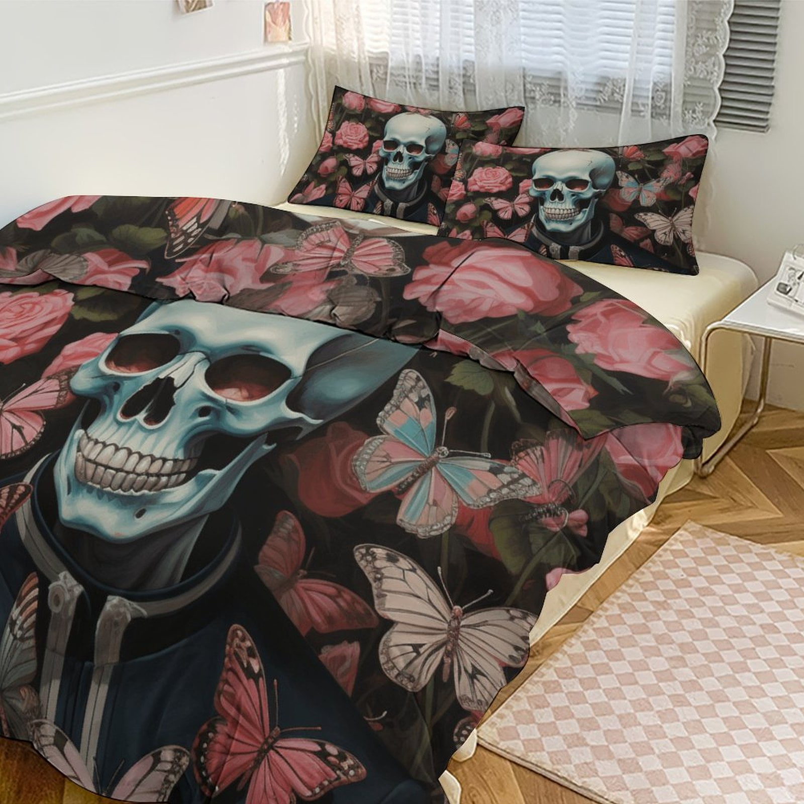 Guitar Skeleton Rock Bedding Sets Twin Duvet Cover 3 Piece Cute Bed Set ...