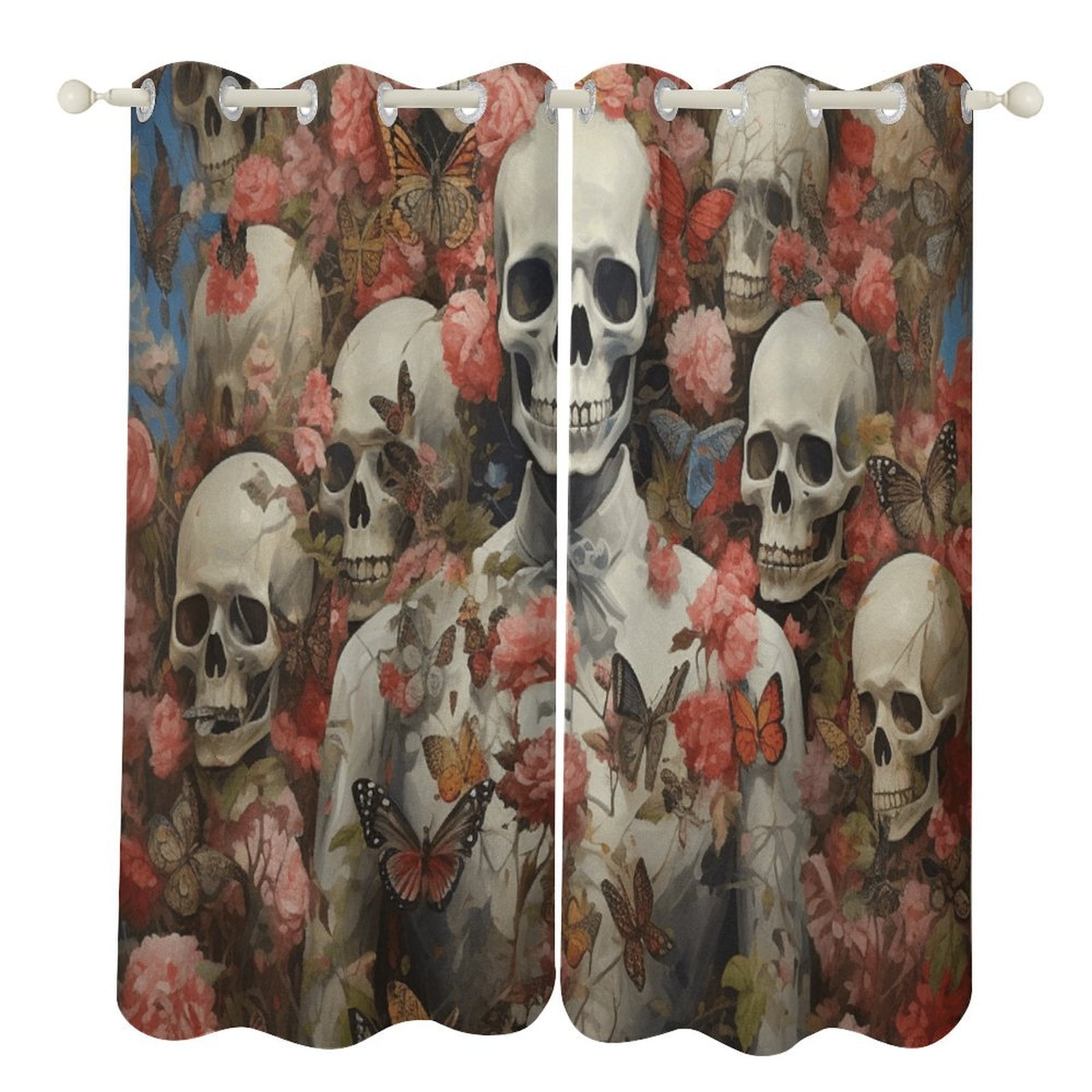 Guitar Skeleton Rock Blackout Curtains for Bedroom Curtains Insulated ...