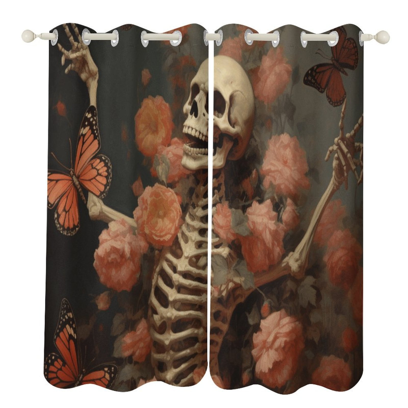 Guitar Skeleton Rock Modern Window for Living Room Curtains for Child ...