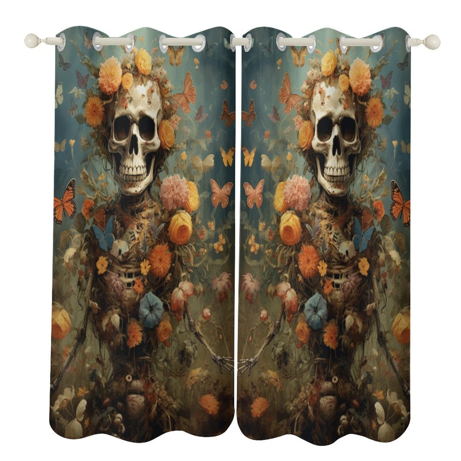 Guitar Skeleton Rock Modern Window for Living Room Curtains for Child ...