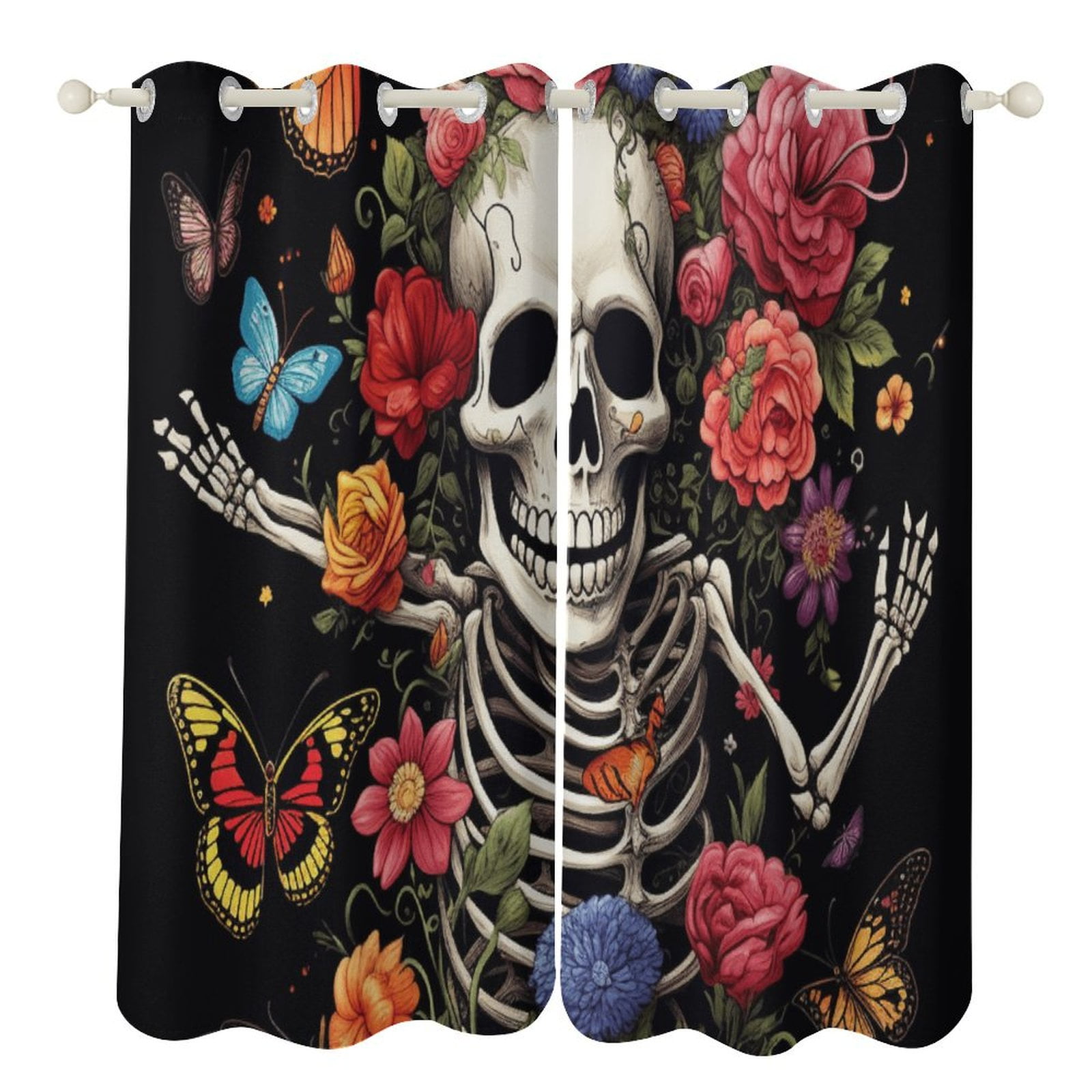 Guitar Skeleton Rock Modern Window for Living Room Curtains for Child ...