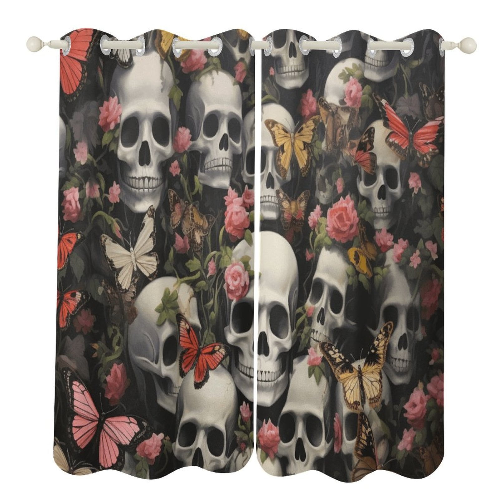 Guitar Skeleton Rock Modern Window for Living Room Curtains for Child ...