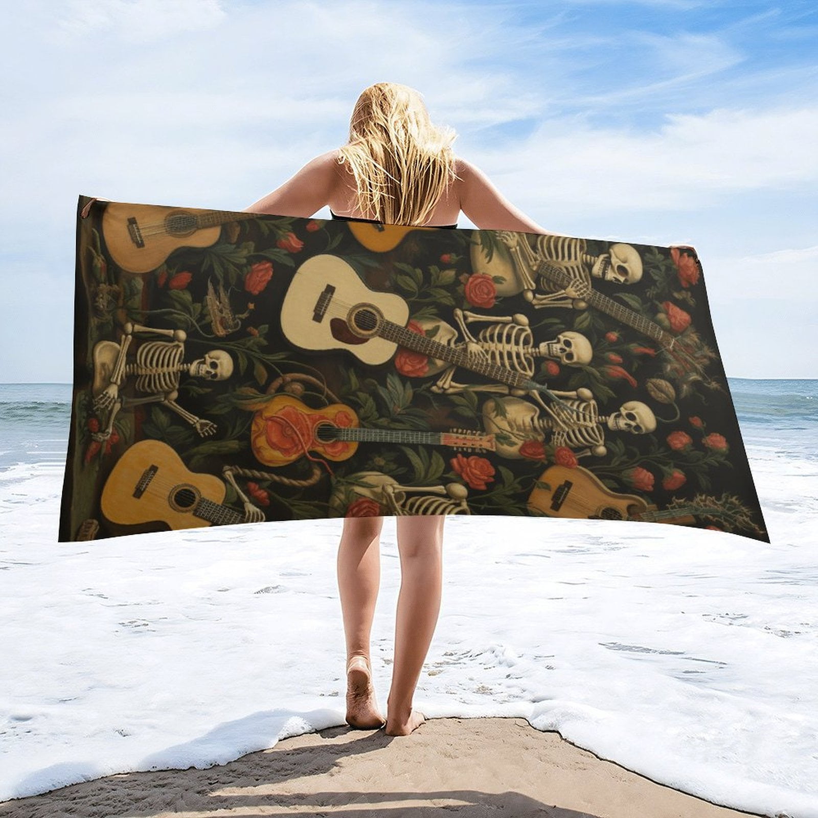 Guitar Skeleton Rock Oversized -Washed Lightweight Quick Dry Beach Towels - 32"x63" - Walmart.com
