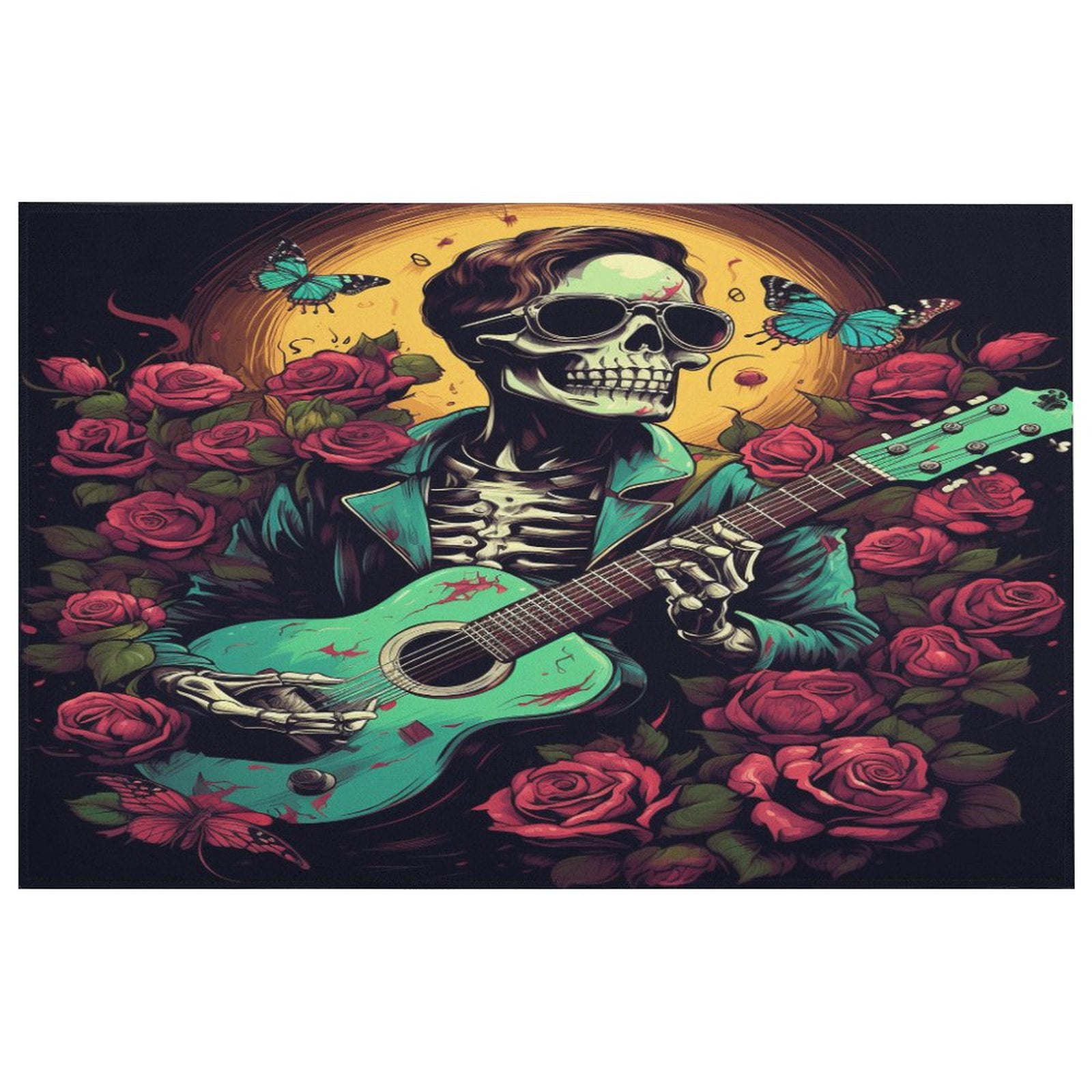 Guitar Skeleton Rock Rug - for Living Room, Bedroom, And Dining Room ...