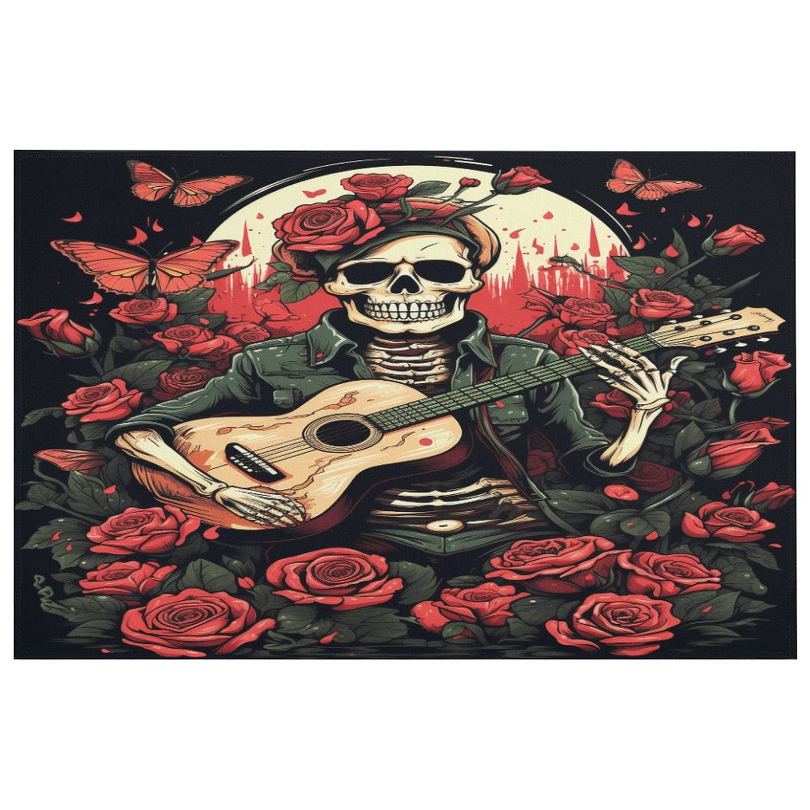 Guitar Skeleton Rock Rug - for Living Room, Bedroom, And Dining Room ...
