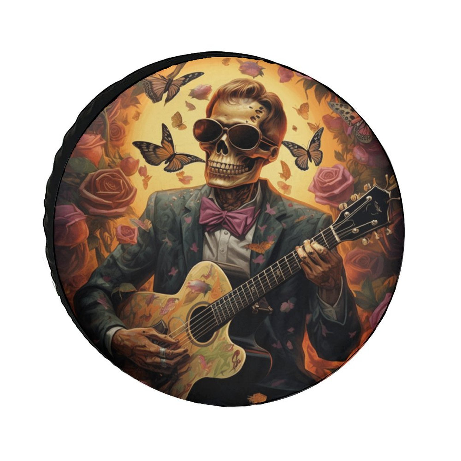 Guitar Skeleton Rock Spare Tire Cover, Weather Resistant Vinyl Wheel ...