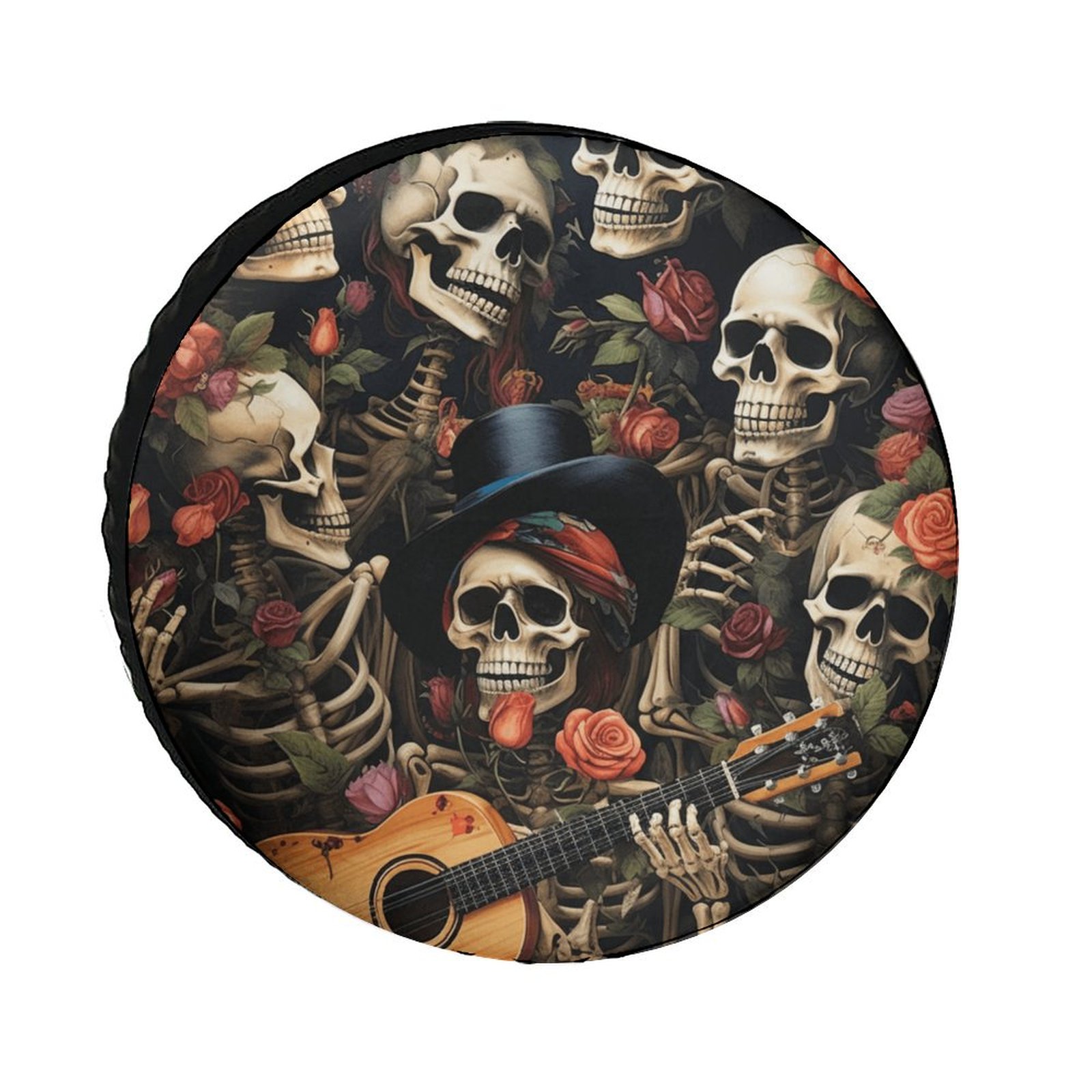 Guitar Skeleton Rock Spare Tire Cover, Weather Resistant Vinyl Wheel ...