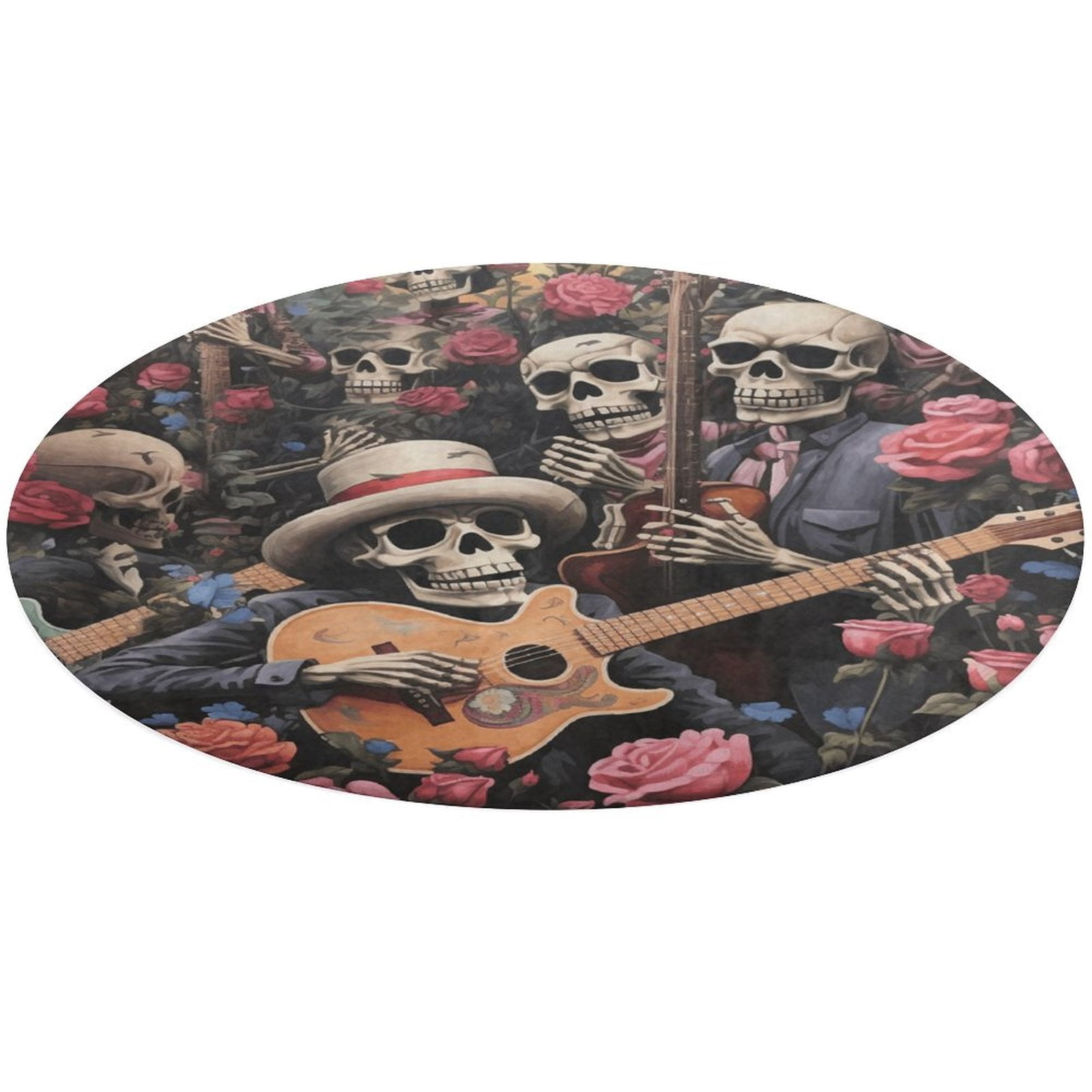Guitar Skeleton Rock Washable Round Rug -Circle Area Rugs for Nursery ...
