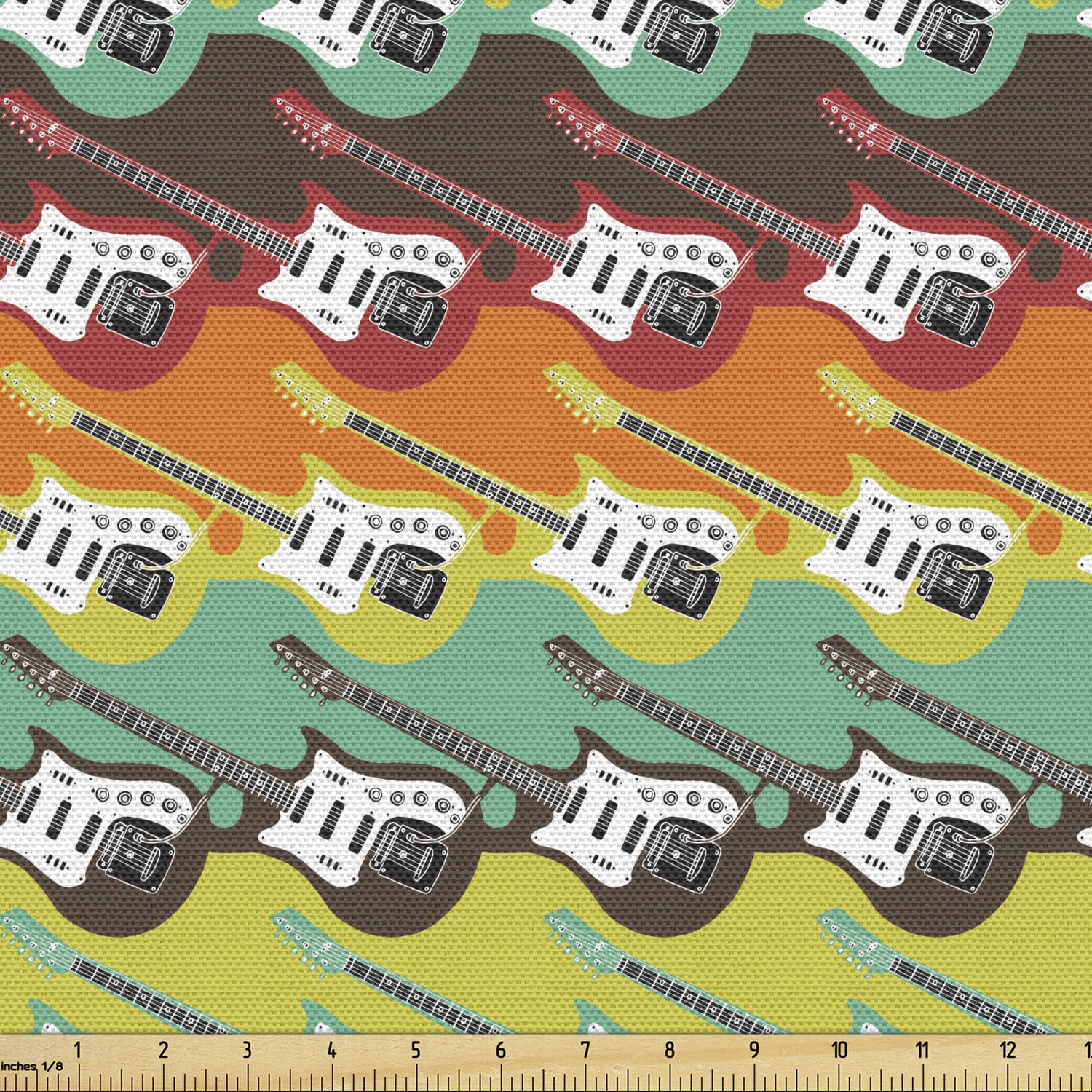 Guitar Sofa Upholstery Fabric by the Yard, Abstract Stringed ...