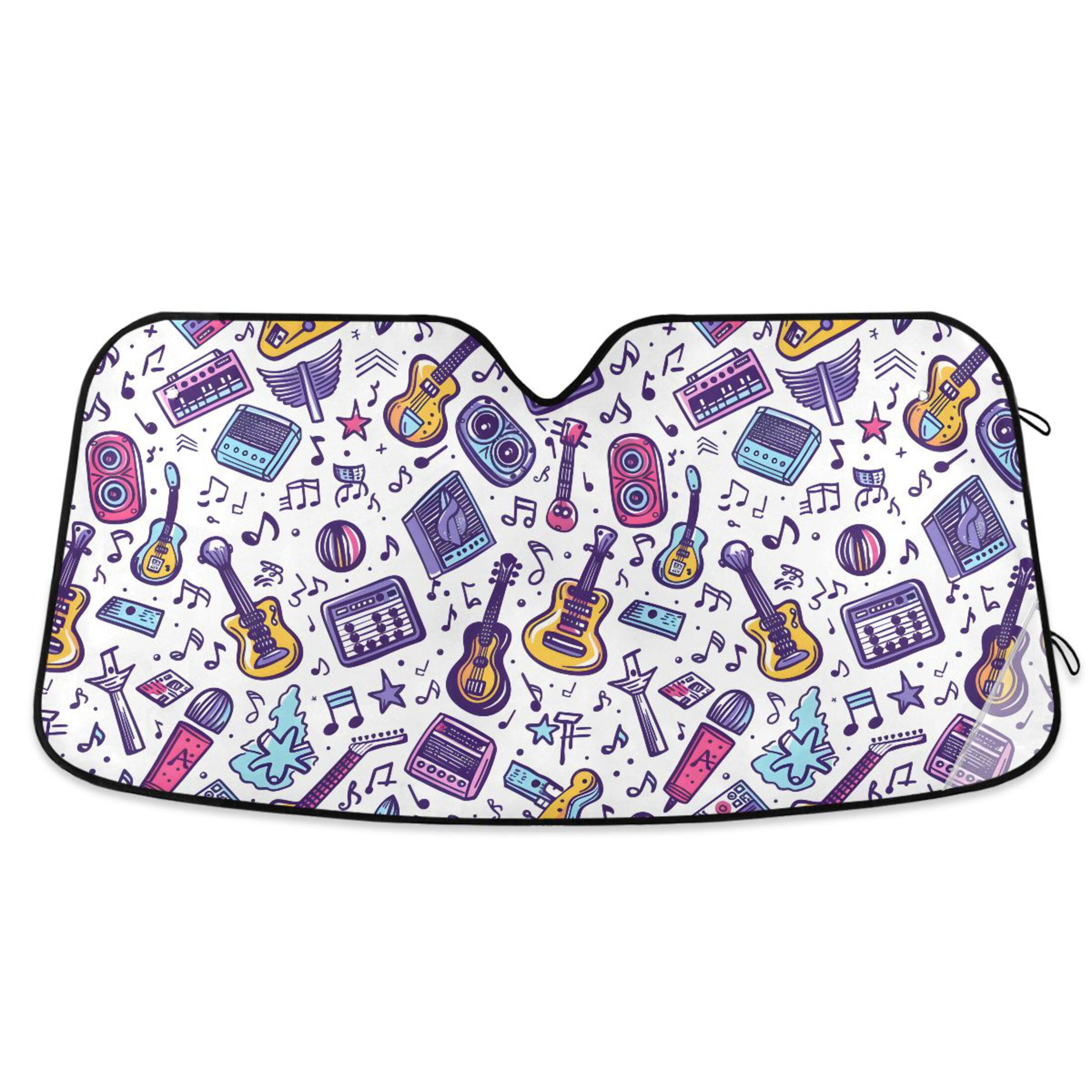 Guitar Sound Recorder Note Star Car Windshield Sun Shade Foldable Car ...