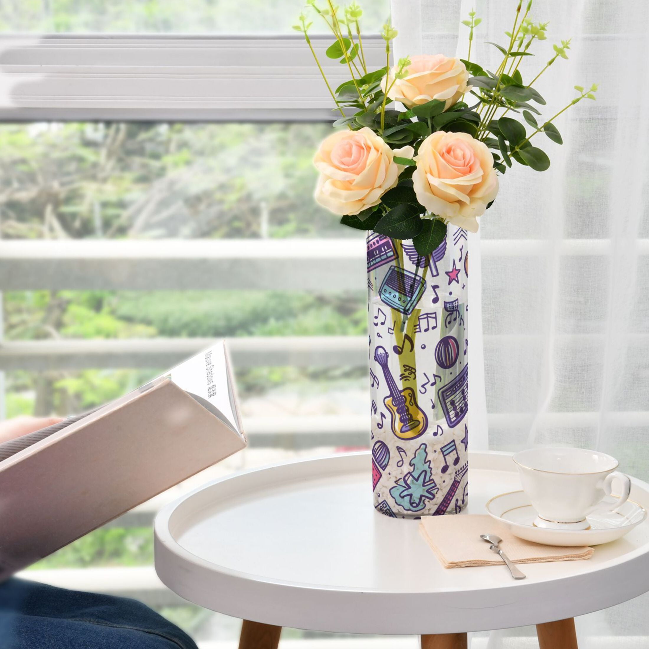 Guitar Sound Recorder Note Star Flower Vase 11.8x3.9 inch Vases Clear ...