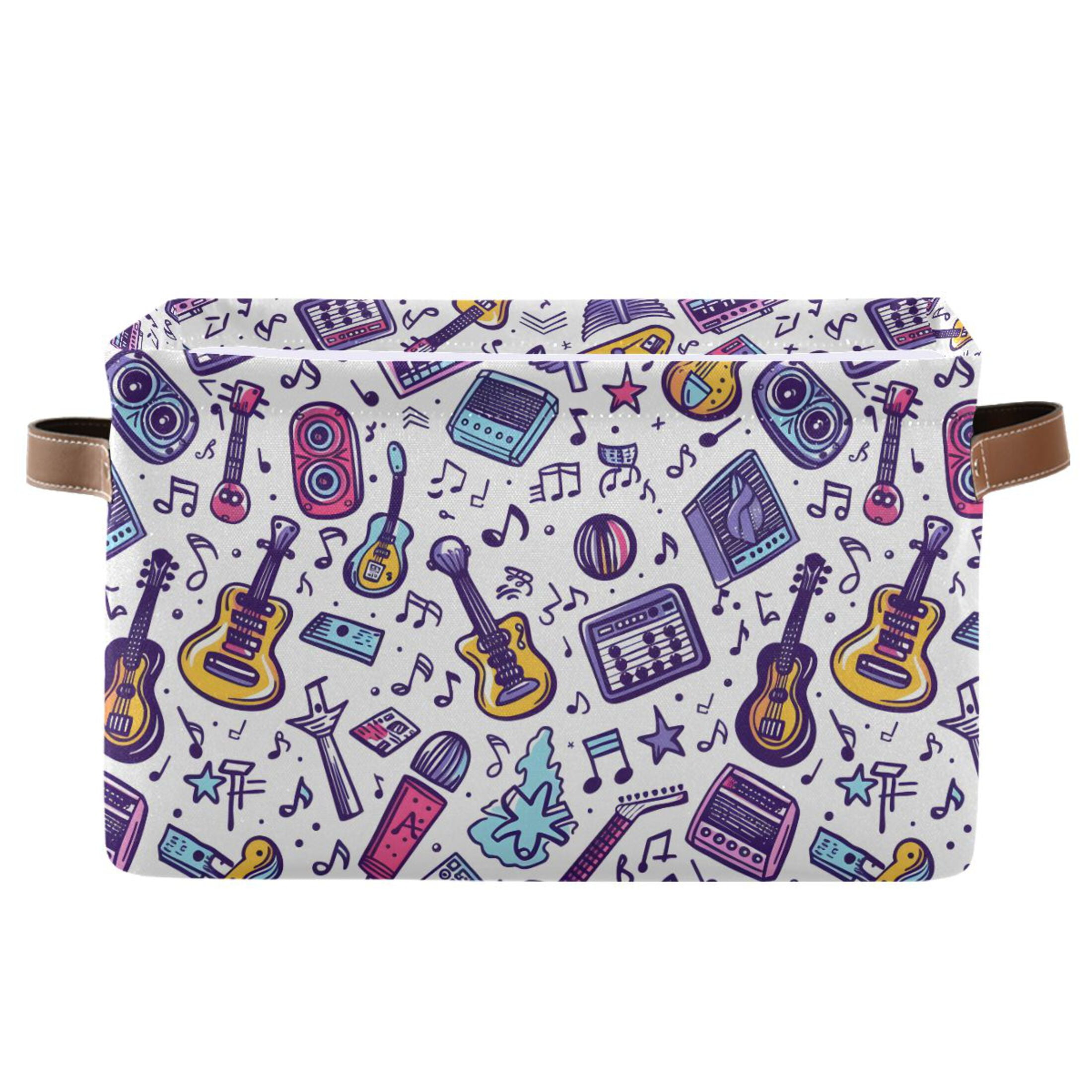 Guitar Sound Recorder Note Star Storage Bins with Handle Fabric ...