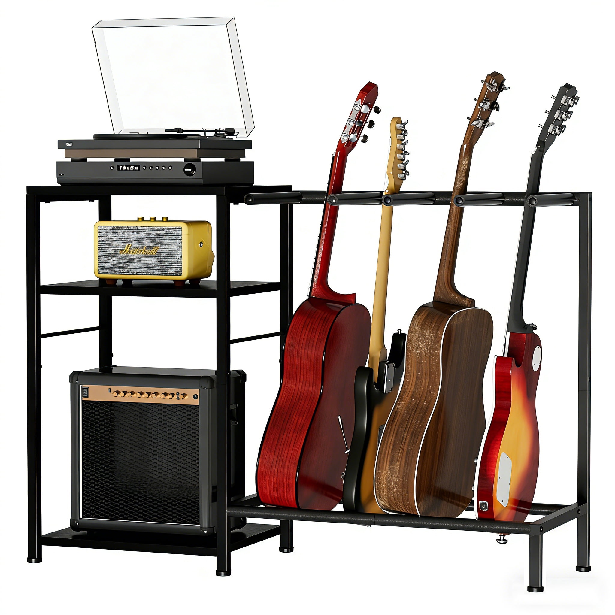 Guitar Stand for 4 Guitars, Adjustable Multiple Guitars Rack with Soft ...