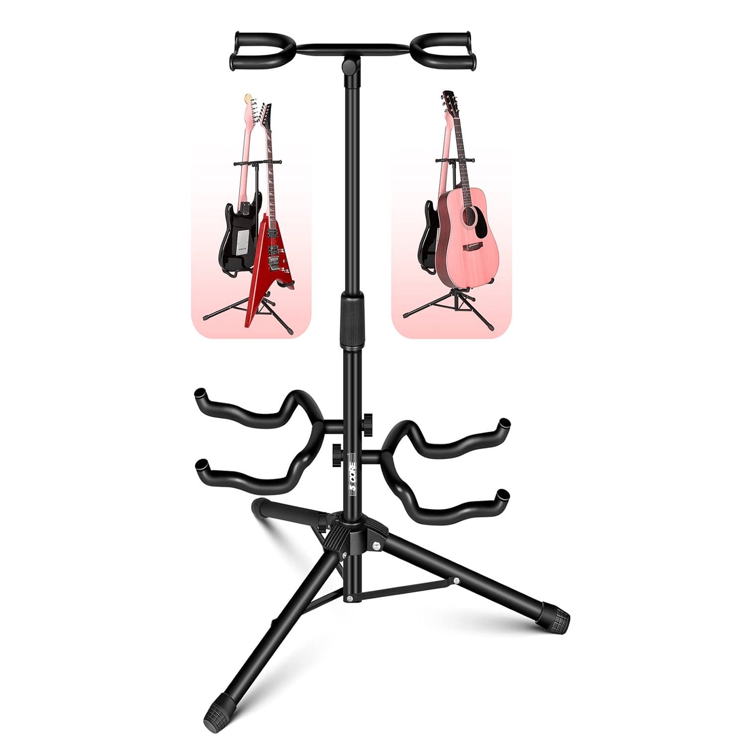 Guitar Stand Black | Durable Double Guitar Stand with Neck Holder ...