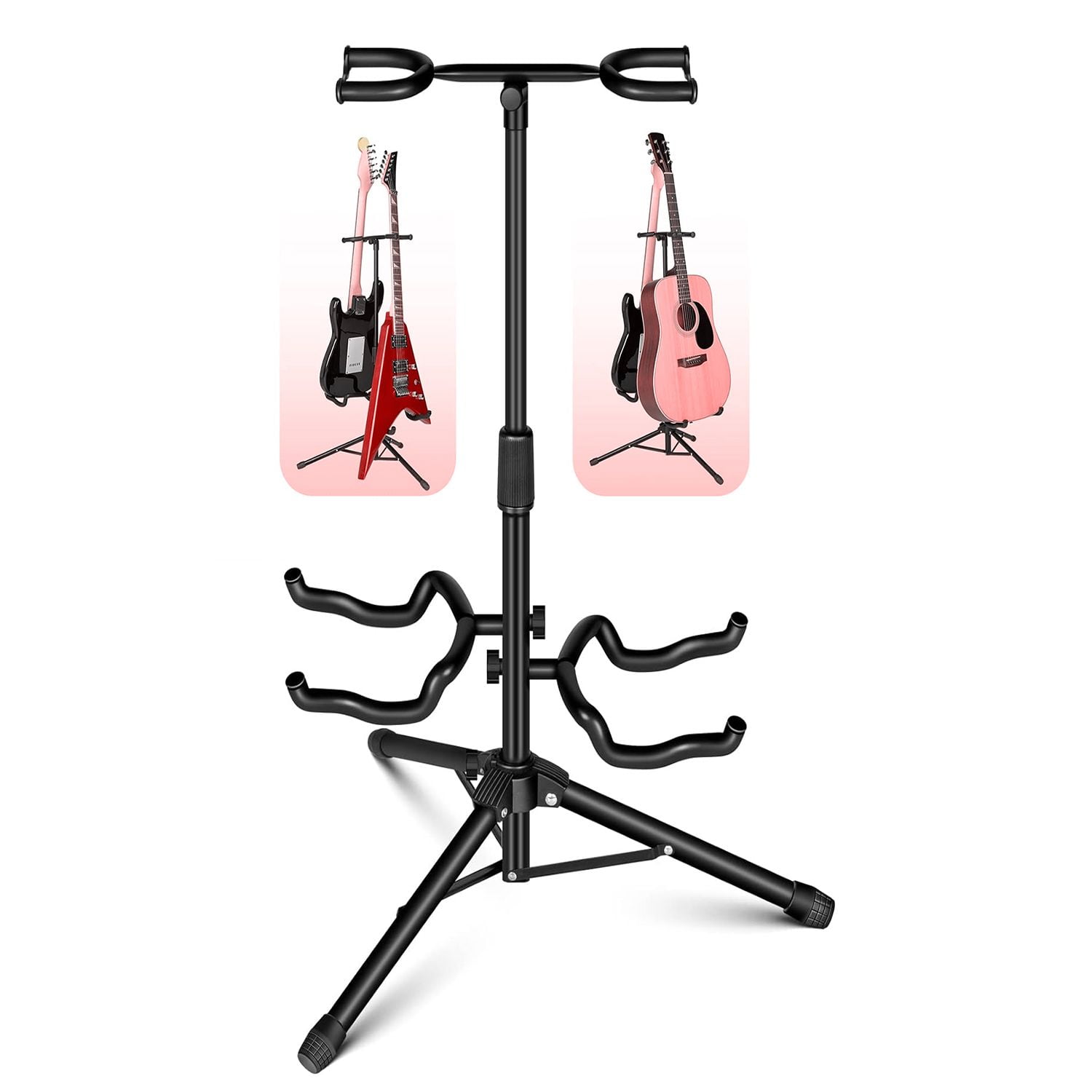 Guitar Stand Black | Durable Double Guitar Stand with Neck Holder ...