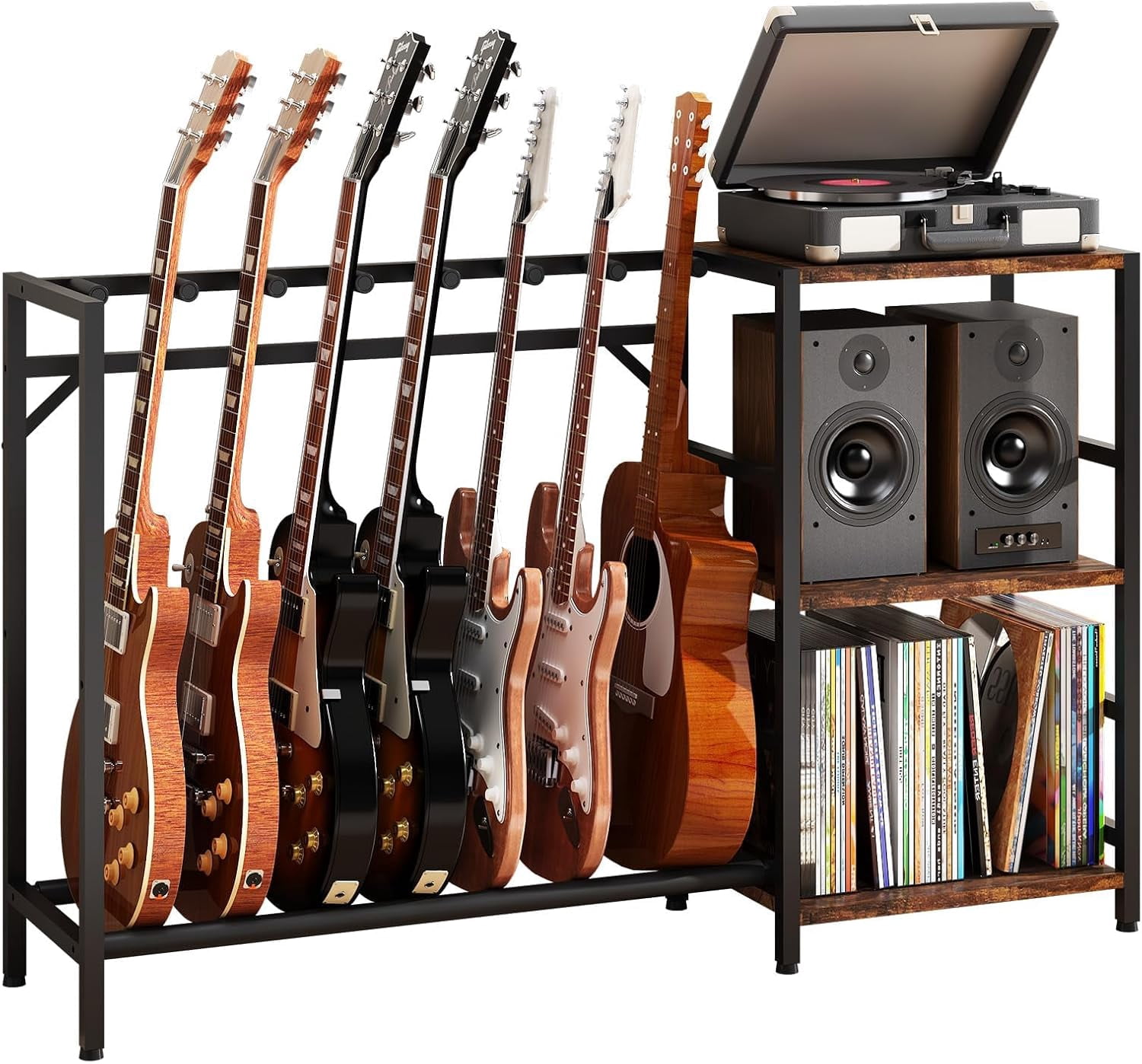 Guitar Stand with Record Player Stand, Guitar Rack with Record Player ...