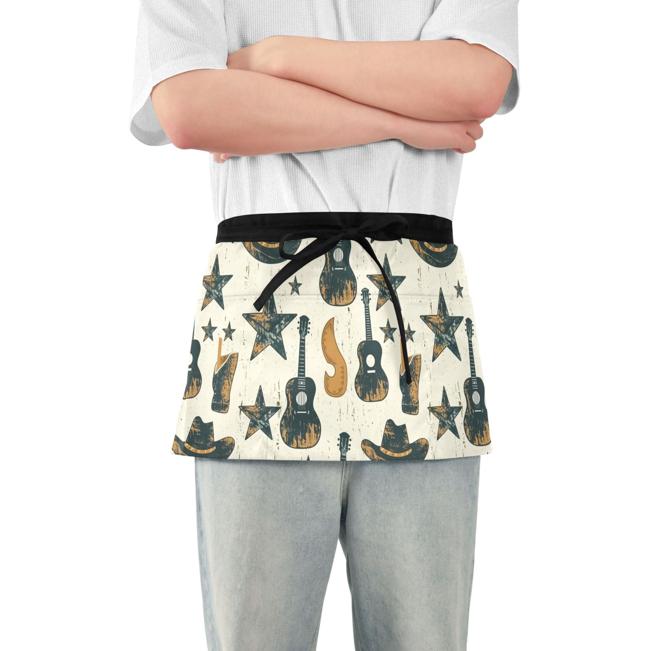 Guitar Star Hat Server Apron with 3 Pockets Waterproof Waitress Waist ...