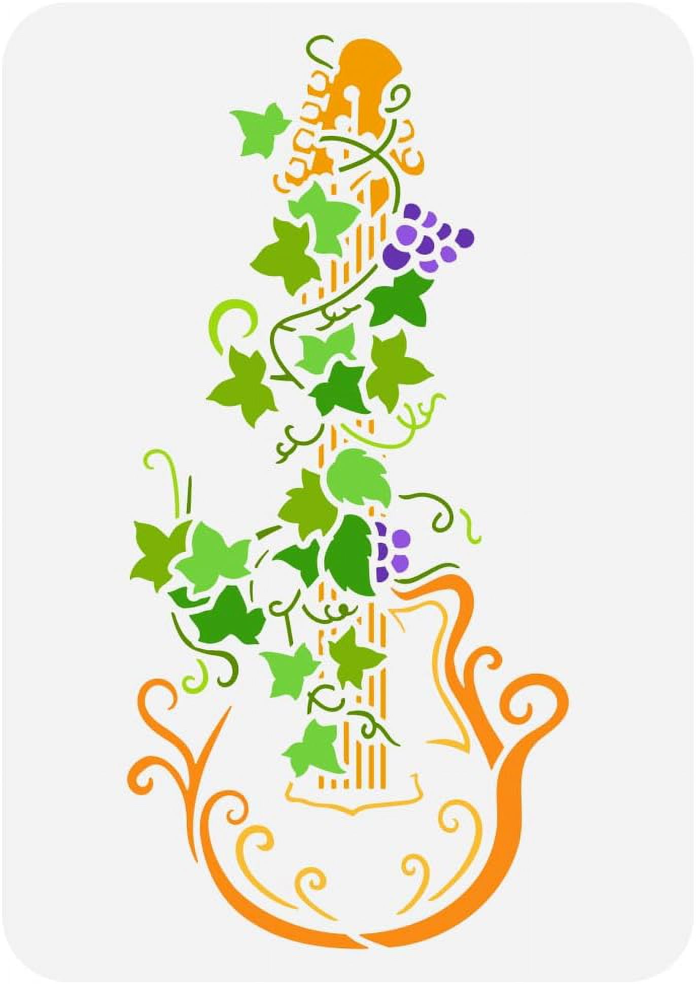 Guitar Stencil forPainting 8.3x11.7inch Reusable Guitar with Vine ...