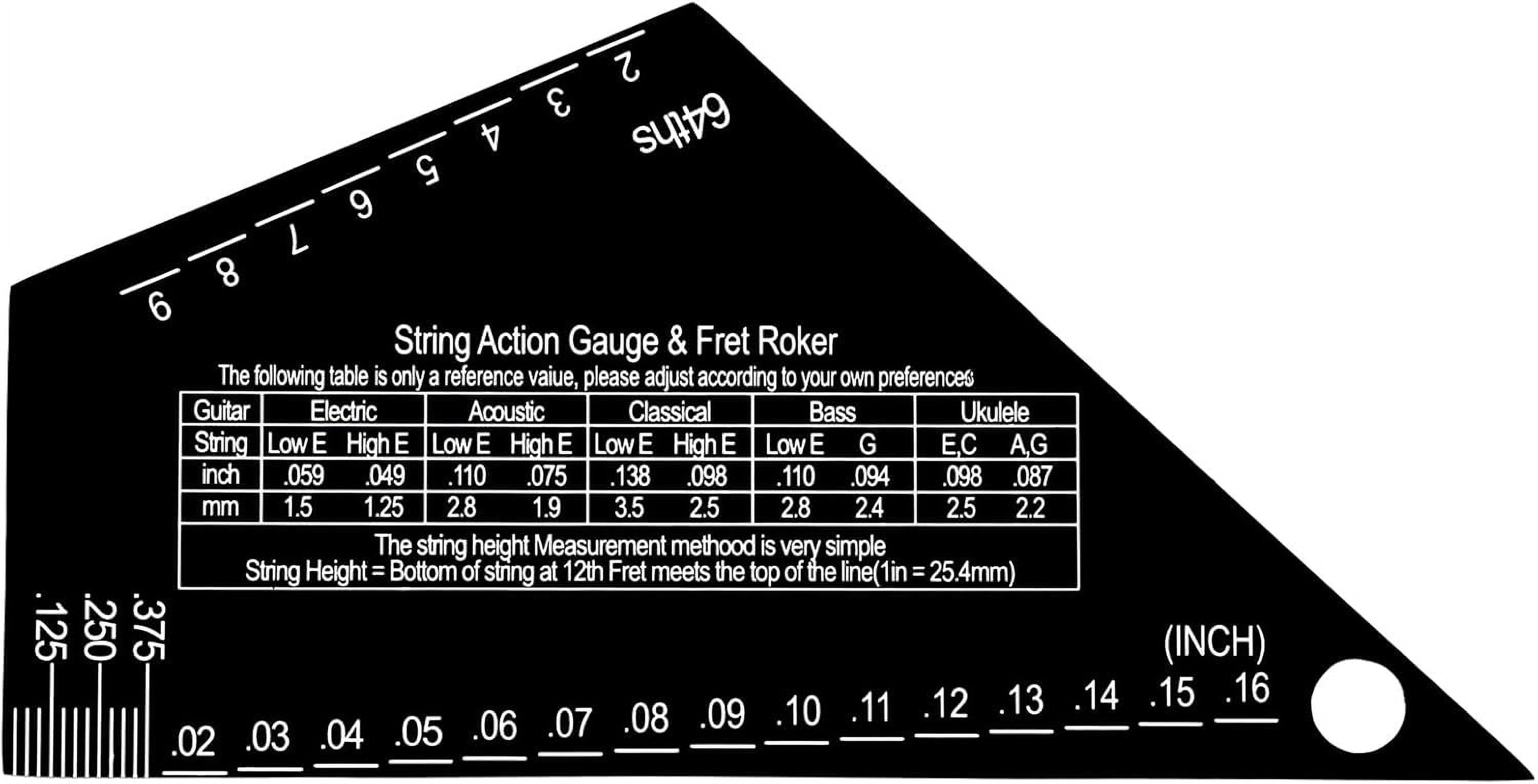 Guitar String Action Gauge Ruler Fret Rocker Tool for Luthiers Buzzing ...