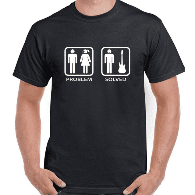 Guitar T-Shirt Problem Solved Mens Funny Electric Acoustic Bass Player ... Guitar T-Shirt Problem Solved Mens Funny Electric Acoustic Bass Player ...