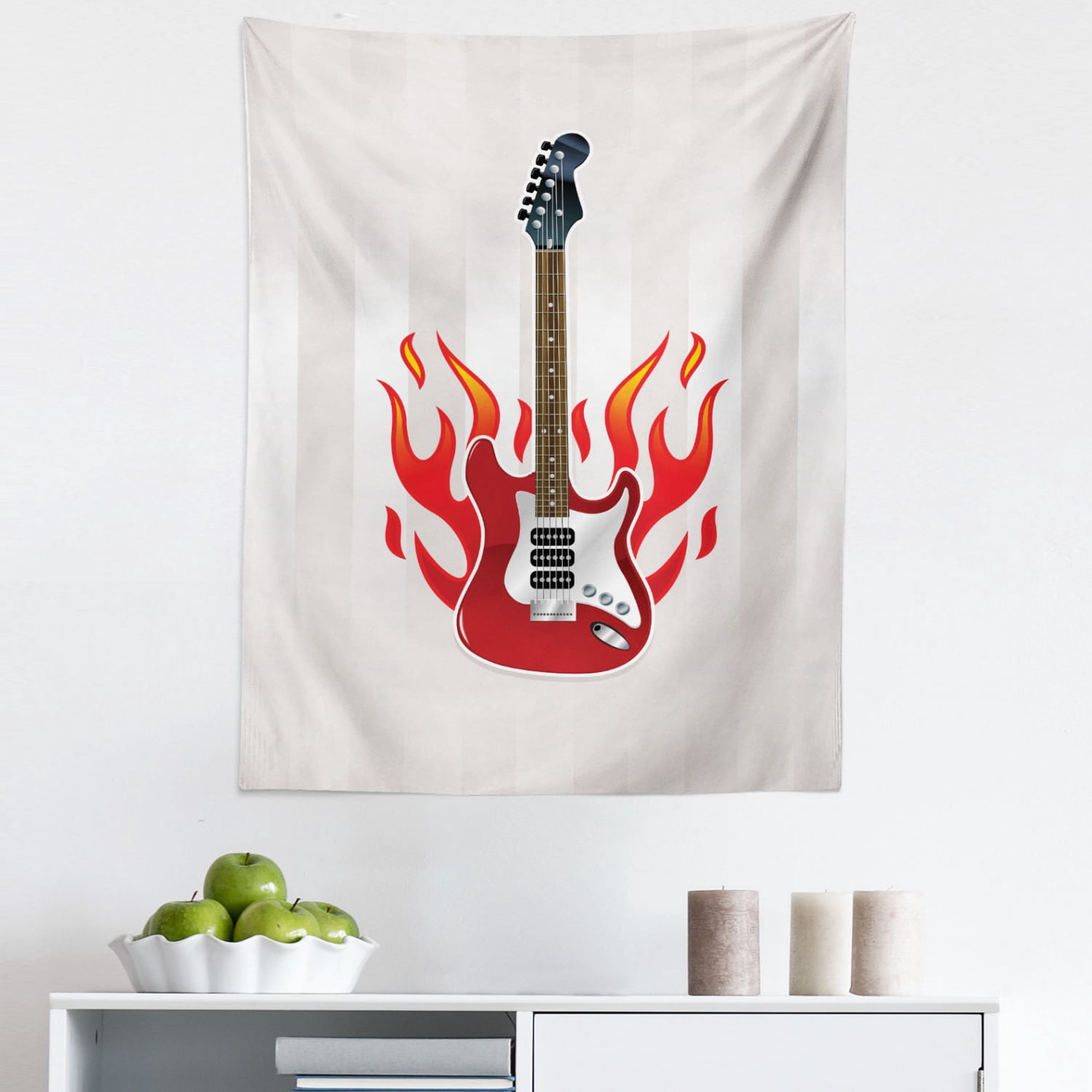 Guitar Tapestry, Cool Electric Instrument with Hot and Punk Style Tunes ...