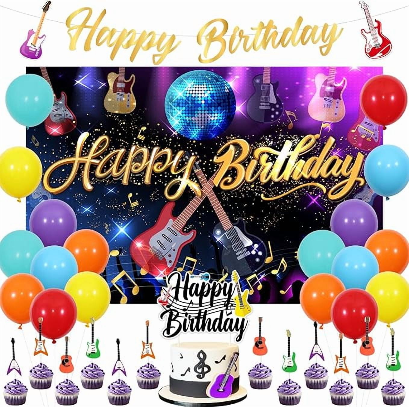Guitar Theme Birthday Decorations, Guitar Happy Birthday Backdrop ...